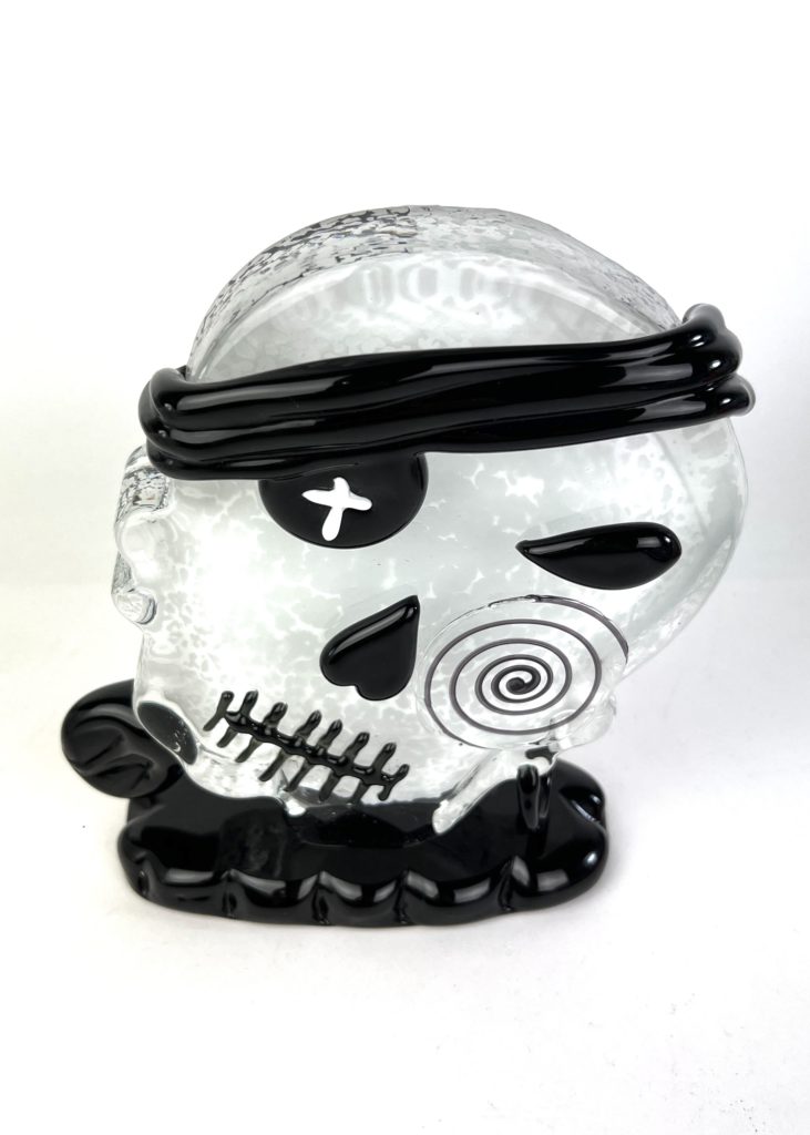 Roger - Pirate Skull Murano Glass Sculpture - Made Murano Glass