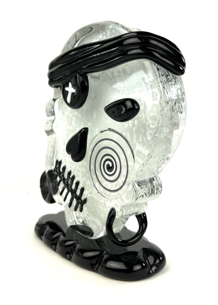 Roger - Pirate Skull Murano Glass Sculpture - Made Murano Glass