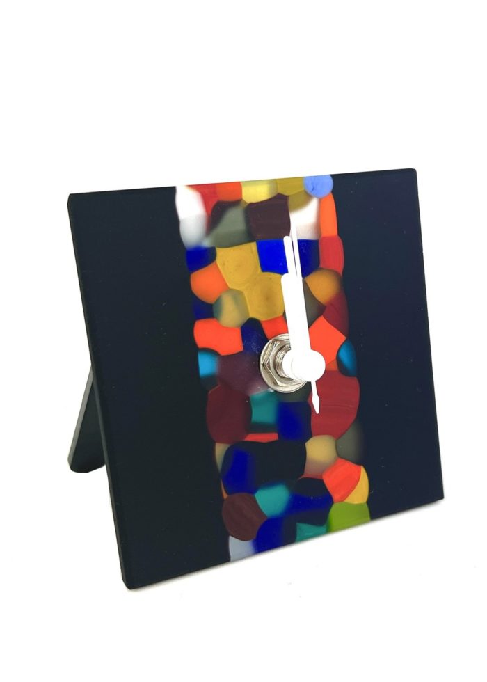 Tanduo - Black Murano Glass Table Clock With Multicolored Decorations ...