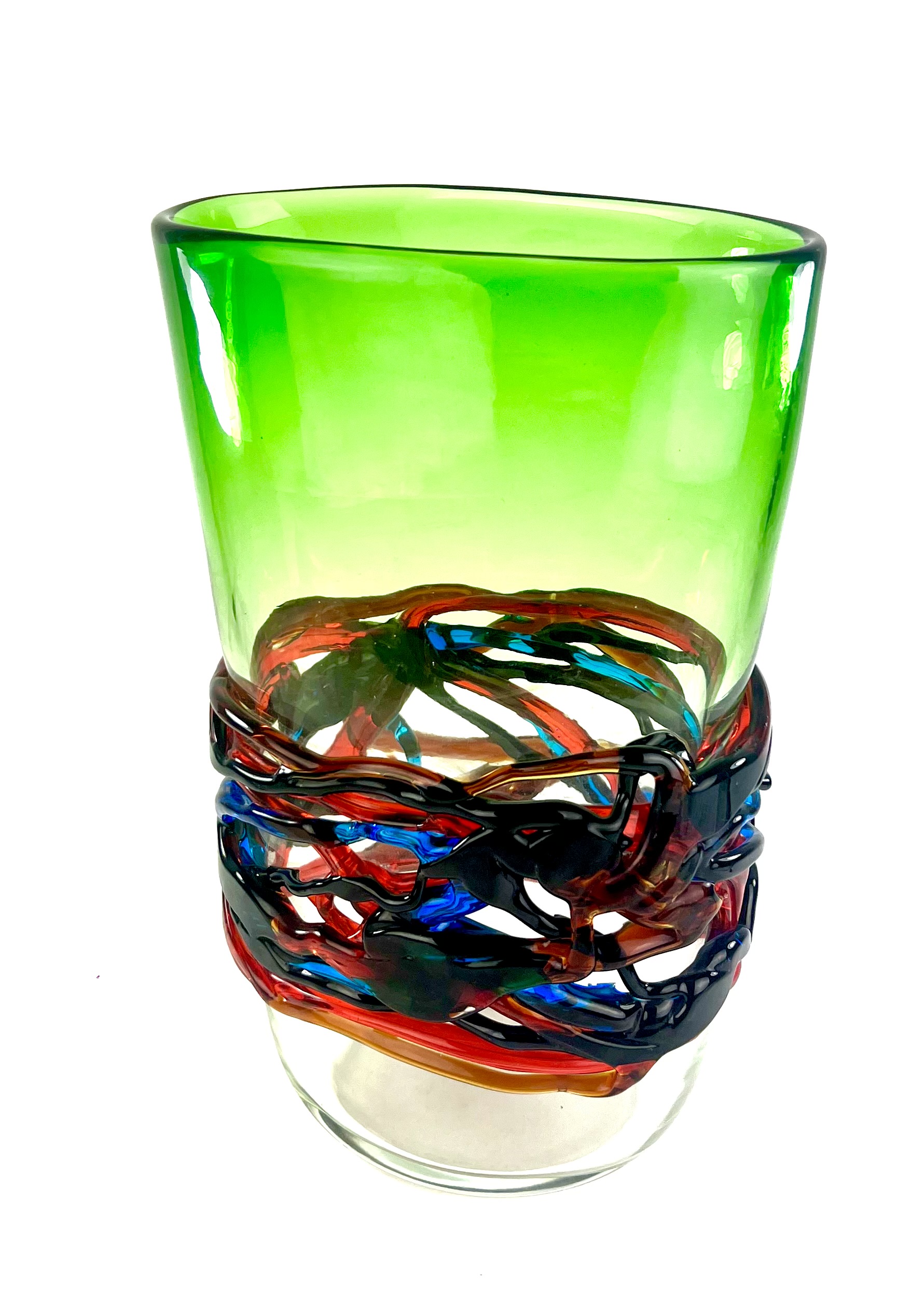 Udine - Shaded Green Murano Glass Vase "Gigol" - Made Murano Glass