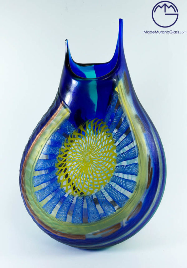 Olivia - Exclusive Venetian Glass Vase Engraved - Made Murano Glass