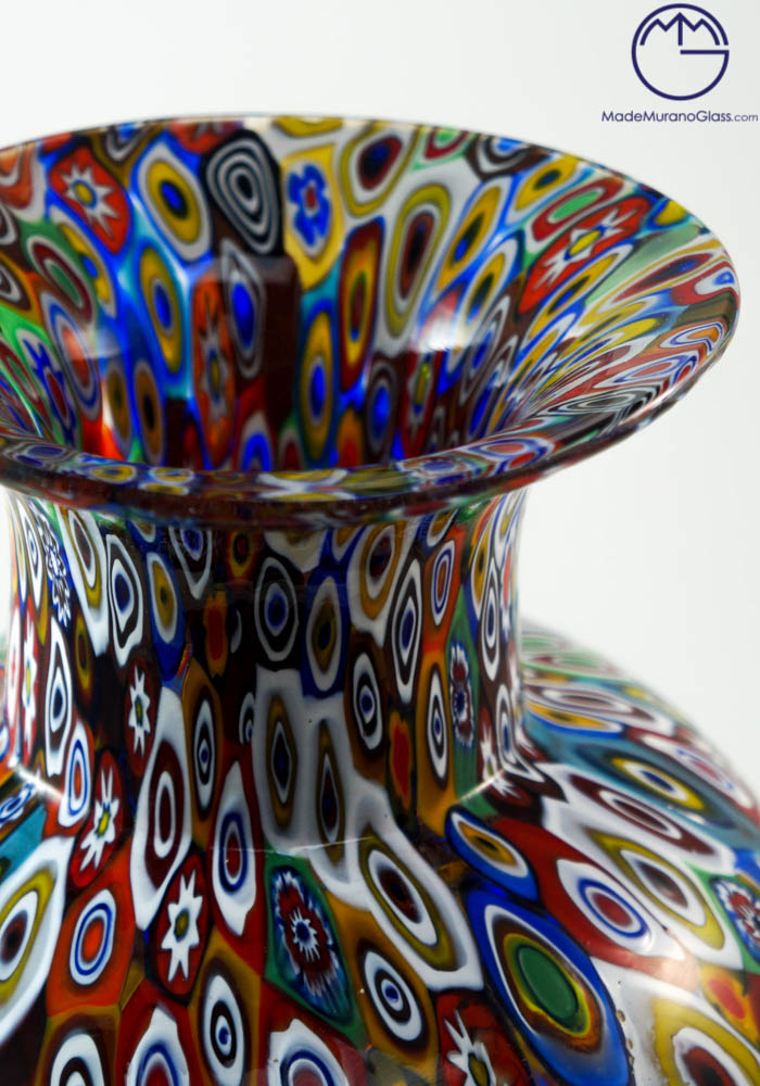 Exclusive Venetian Glass Vase With Murrina Murano Glass Made Murano Glass