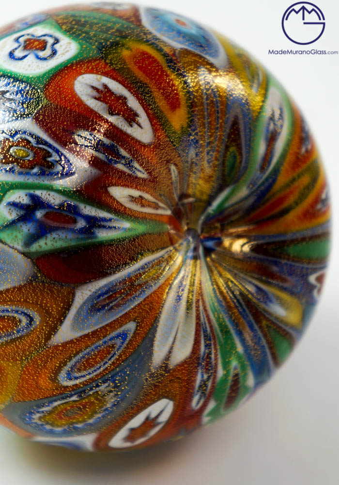 Bottle With Murrina Millefiori And Gold Leaf - Made Murano Glass