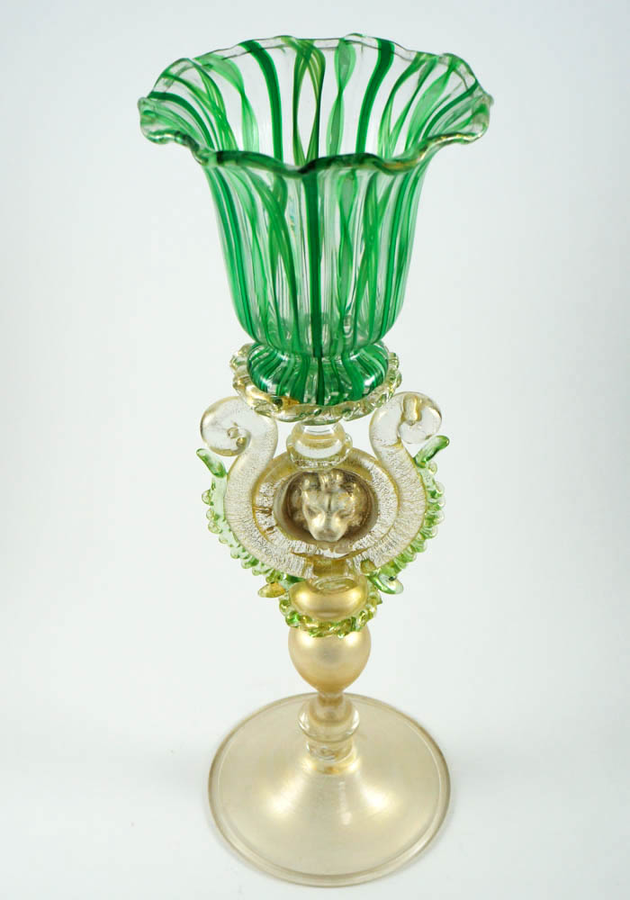 Exclusive Venetian Glass Big Goblet With “ZANFIRICO” And Gold - Made ...