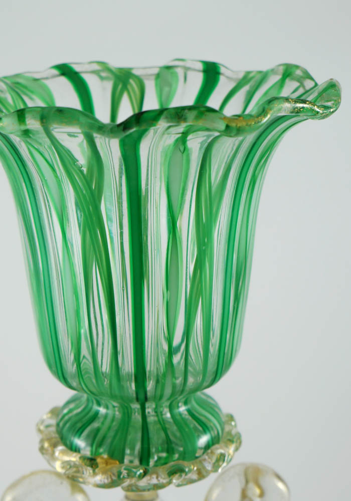 Exclusive Venetian Glass Big Goblet With “ZANFIRICO” And Gold - Made ...