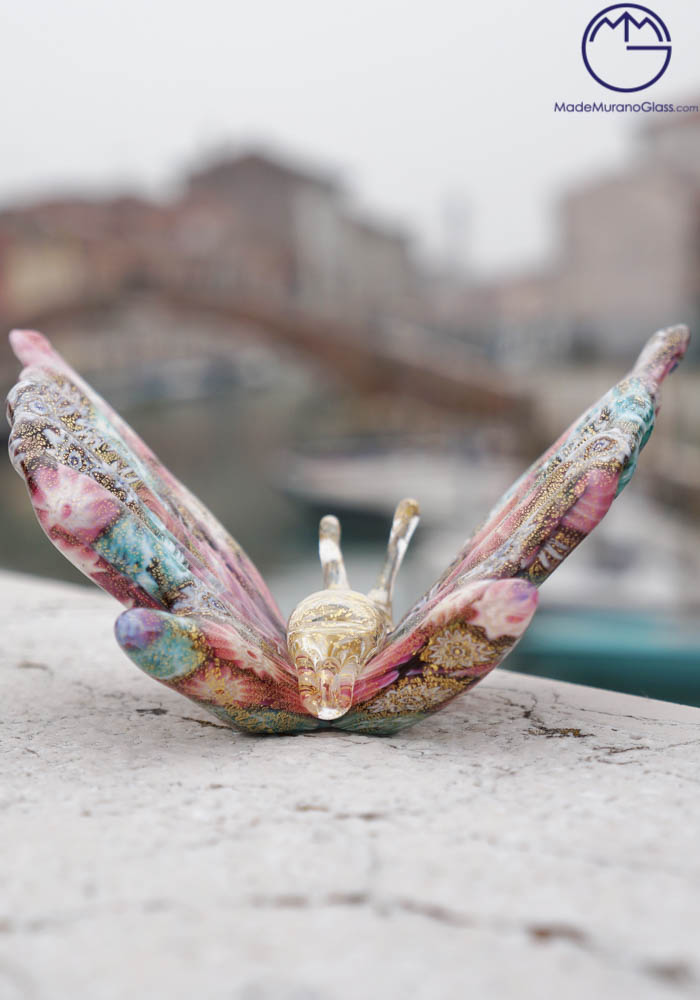 Milo - Murano Glass Butterfly With Murrina Millefiori "Genis" And Gold ...