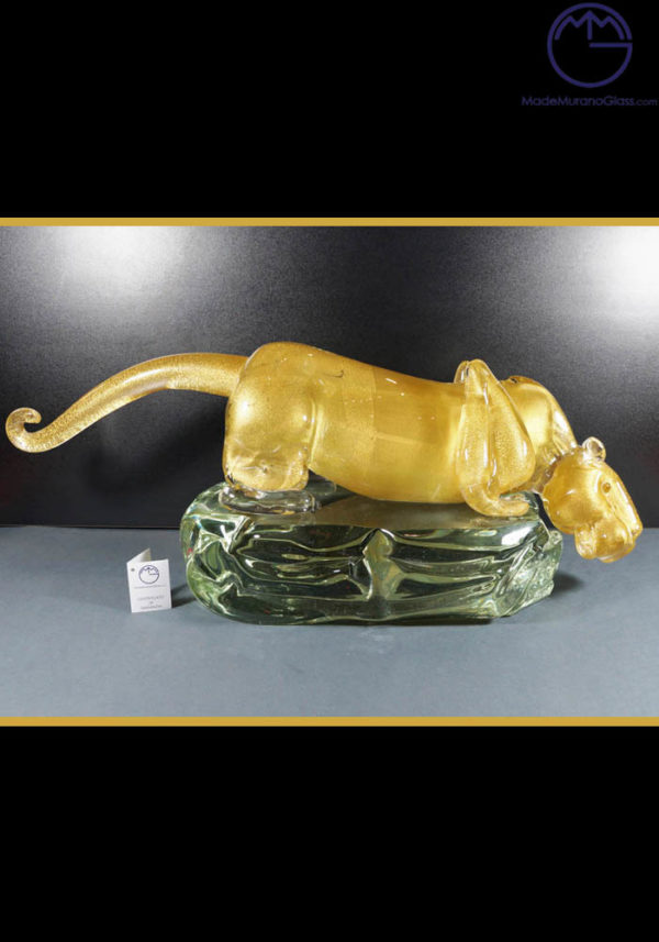 Murano Glass Animals - Golden Panther - Murano Art Glass - Made Murano ...