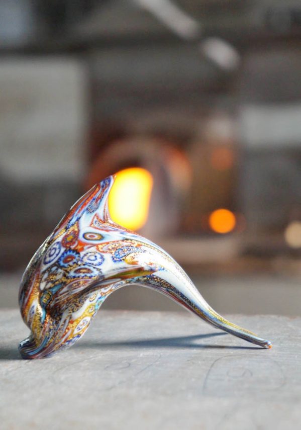 Dodo - Murano Glass Dolphin With Murrina Millefiori "Pasteo" And Gold ...