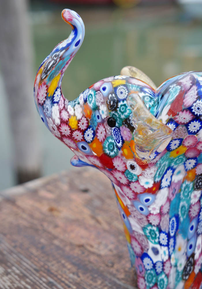 Fanty - Big Murano Glass Elephant With Murrina Millefiori "Elettra ...