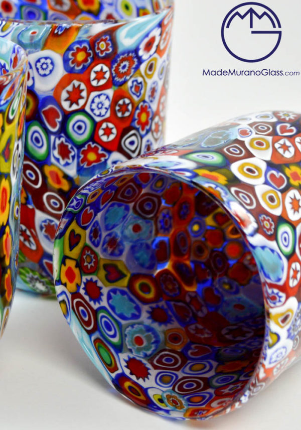 Mosa - Set Of Six Murano Drinking Glasses With Murrina Millefiori ...