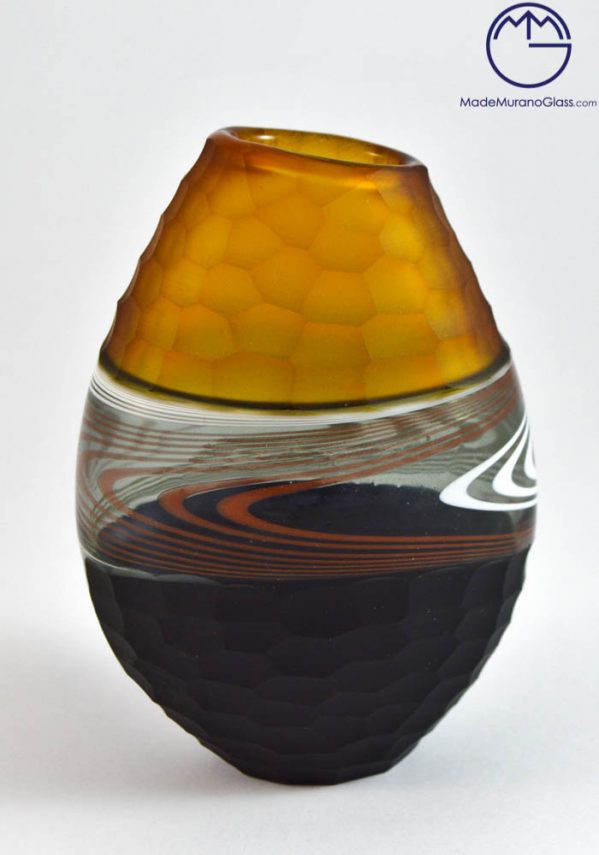 Minnesota - Vaso Vetro Murano Inciso A Freddo - Made Murano Glass