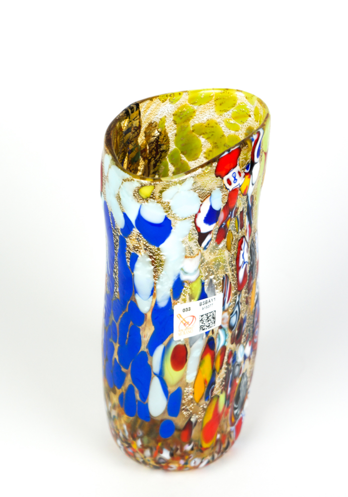 Schissa - Amber Murano Glass Vase "Fantasy" - Made Murano Glass