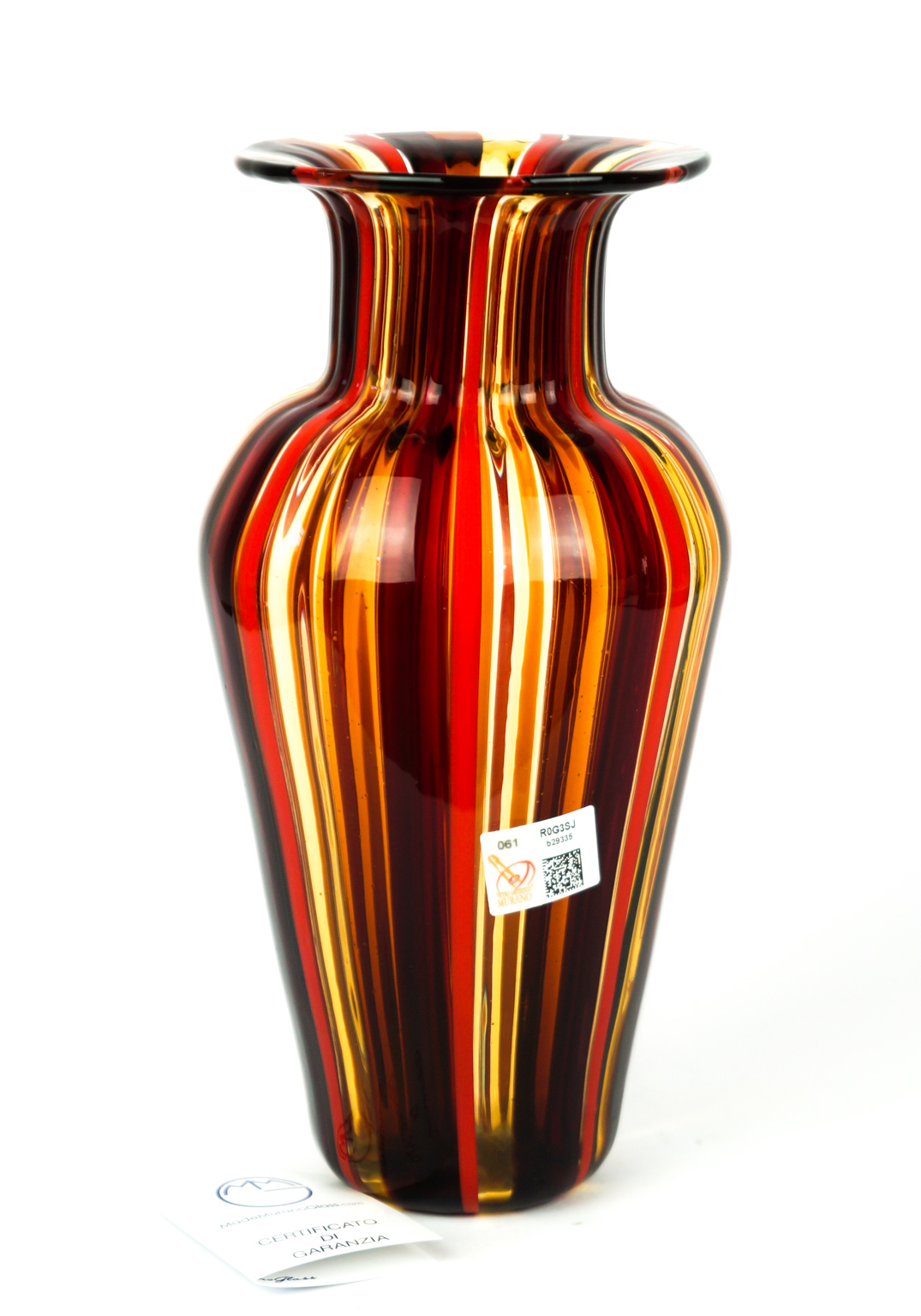 Vintage - Red Murano Glass Vase "Oleon" - Made Murano Glass
