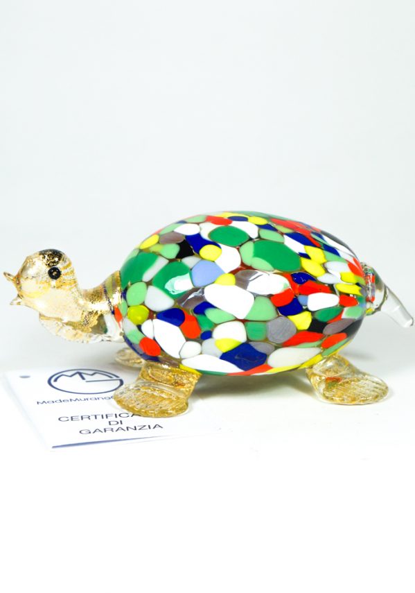 Michelangelo - Multicolored Murano Glass Turtle With Mace - Made Murano ...