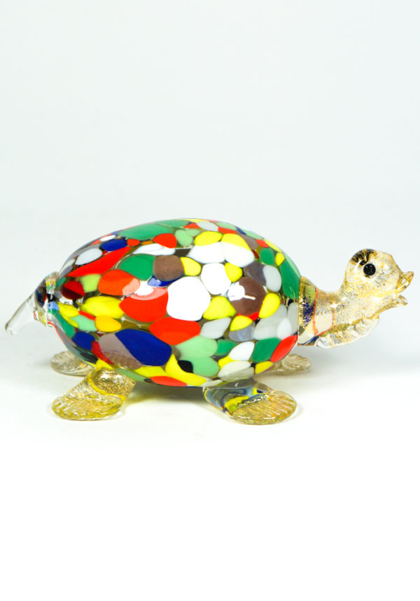 Michelangelo - Multicolored Murano Glass Turtle With Mace - Made Murano ...
