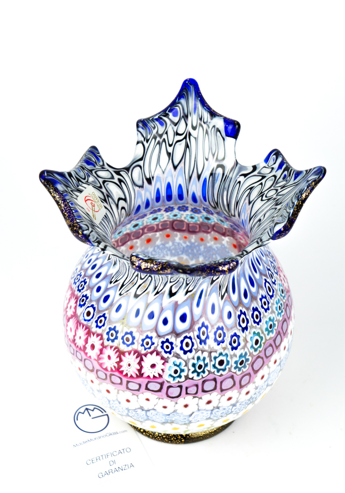 Vegas - Mosaic Vase With Murrina Millefiori And Gold 24kt - Made Murano ...