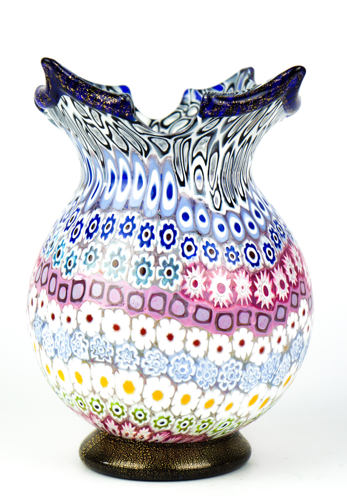Vegas - Mosaic Vase With Murrina Millefiori And Gold 24kt - Made Murano ...