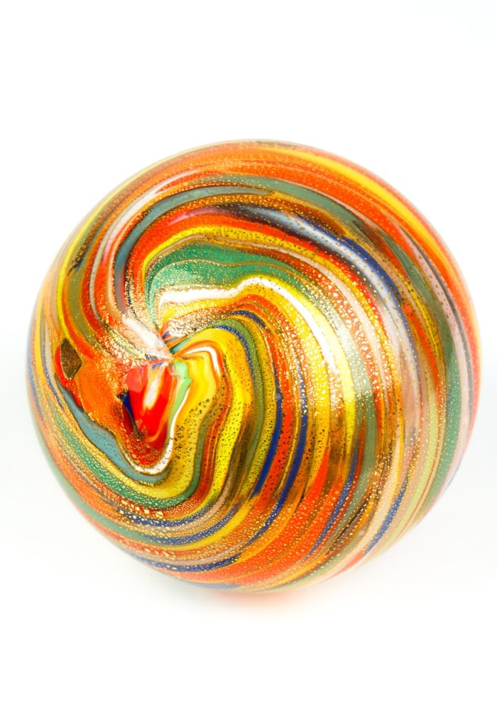 Virginia - Xmas Multicolour Ball With Gold Leaf 24kt - Made Murano Glass