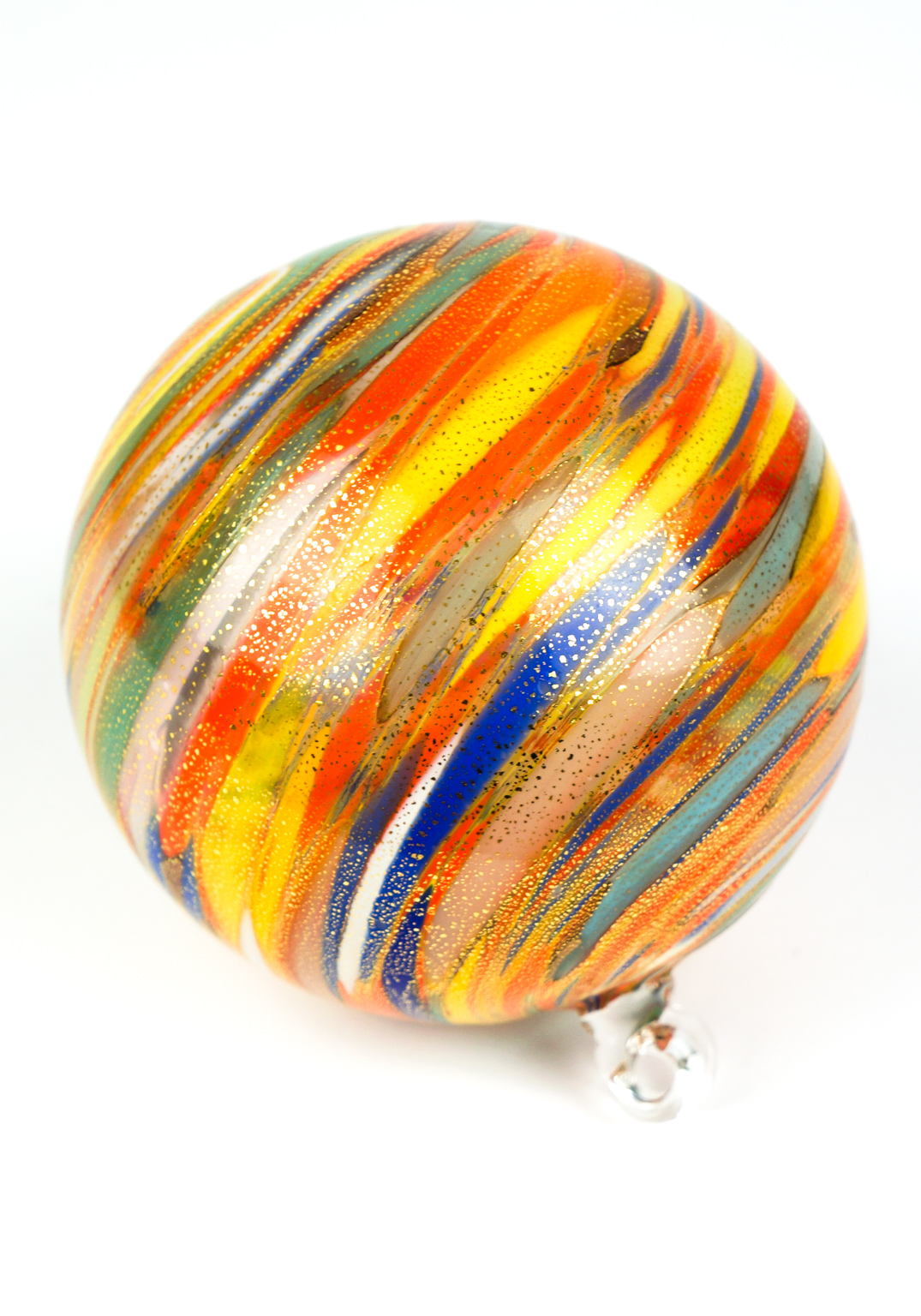 Virginia - Xmas Multicolour Ball With Gold Leaf 24kt - Made Murano Glass