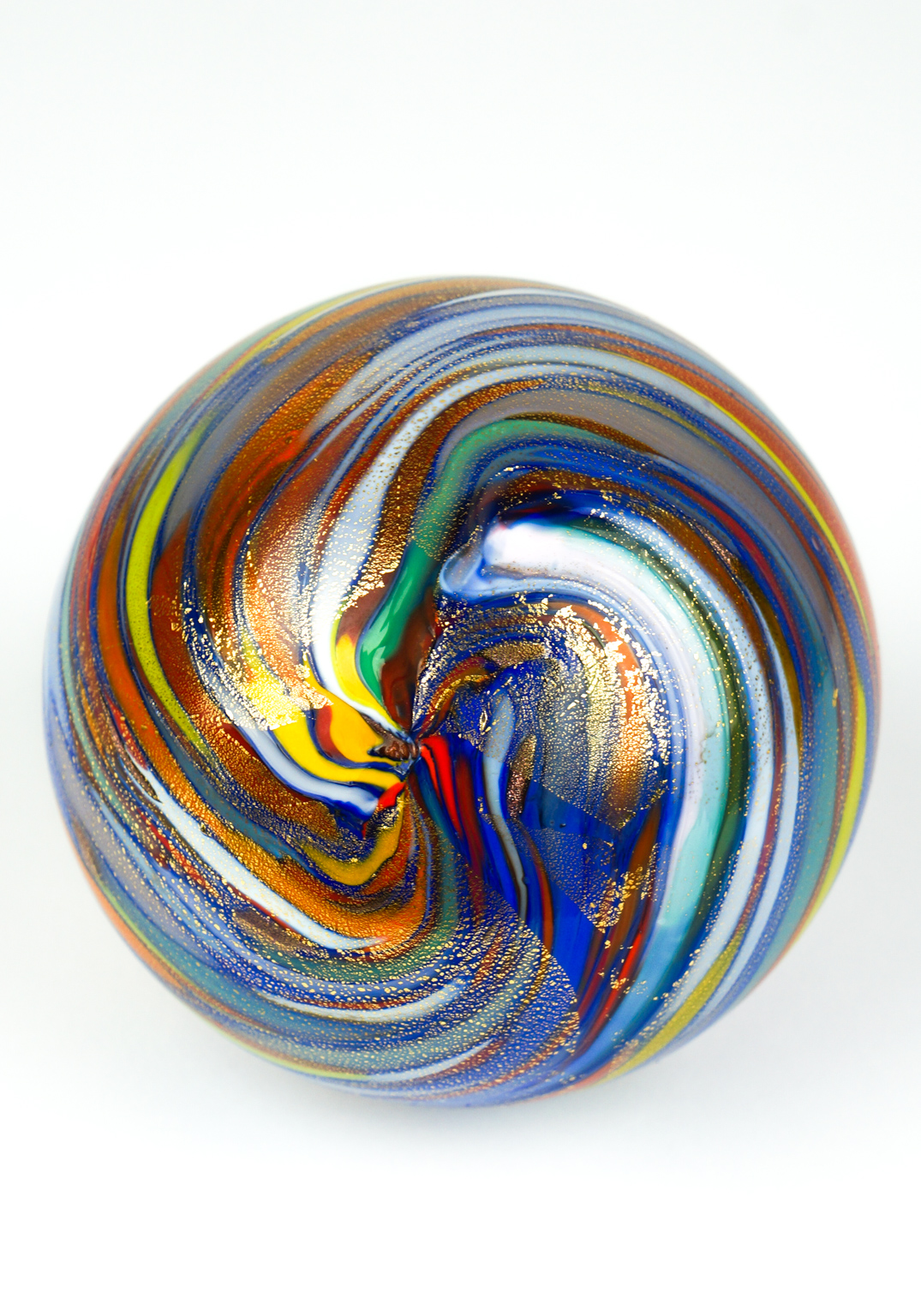 Vermont - Xmas Multicolour Ball With Gold Leaf 24kt - Made Murano Glass