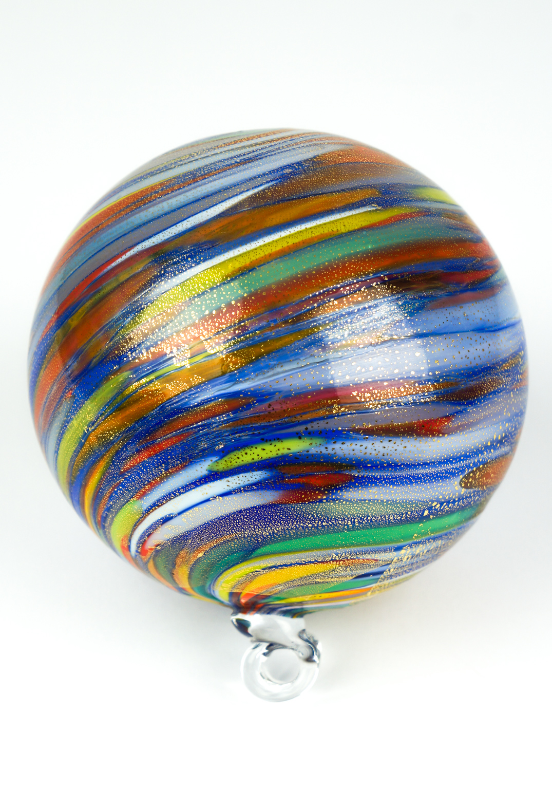 Vermont - Xmas Multicolour Ball With Gold Leaf 24kt - Made Murano Glass