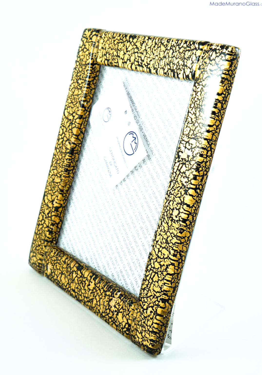 Dorao – Black Murano Glass Picture Frame With Gold 24kt - Made Murano Glass
