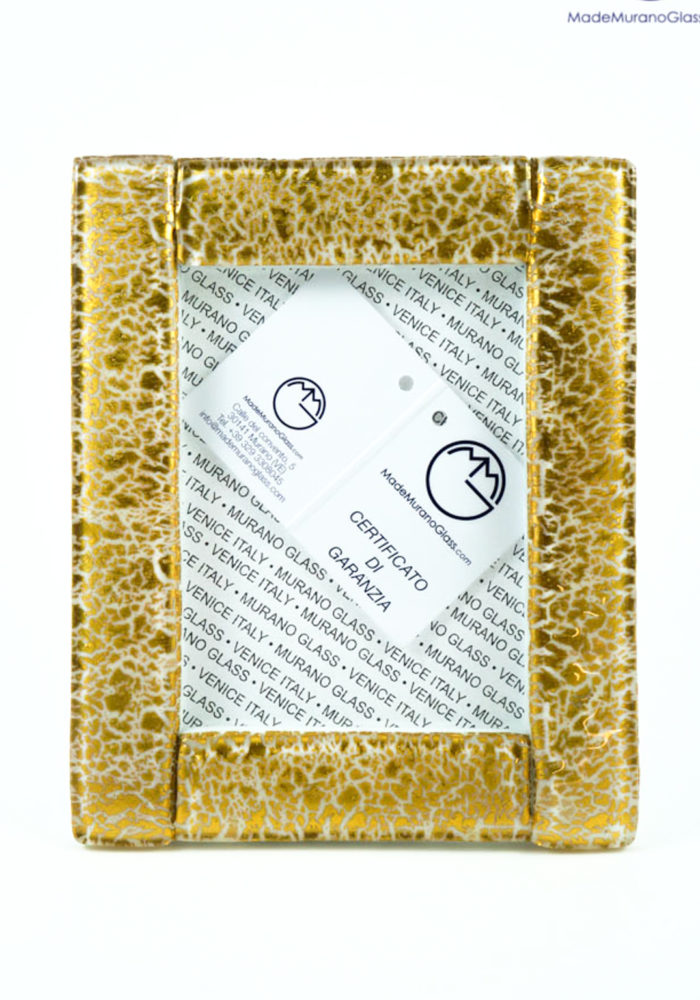 Dorao – White Murano Glass Picture Frame With Gold 24kt - Made Murano Glass