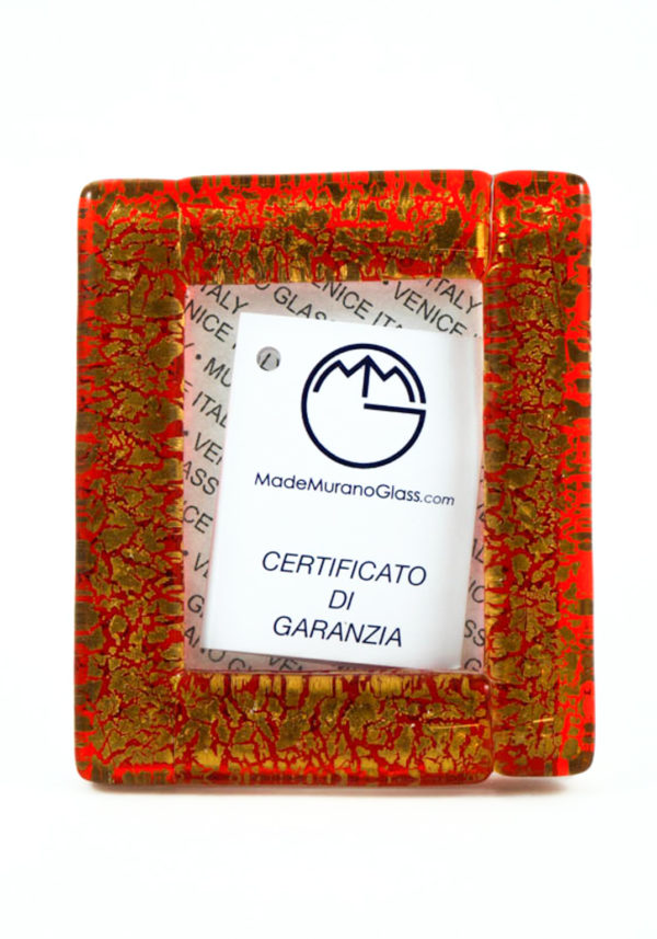 Dorao – Red Murano Glass Picture Frame With Gold 24kt - Made Murano Glass