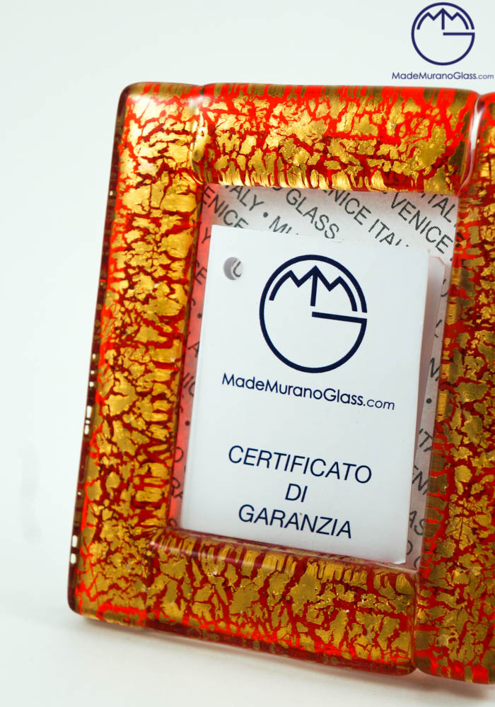 Dorao – Red Murano Glass Picture Frame With Gold 24kt - Made Murano Glass