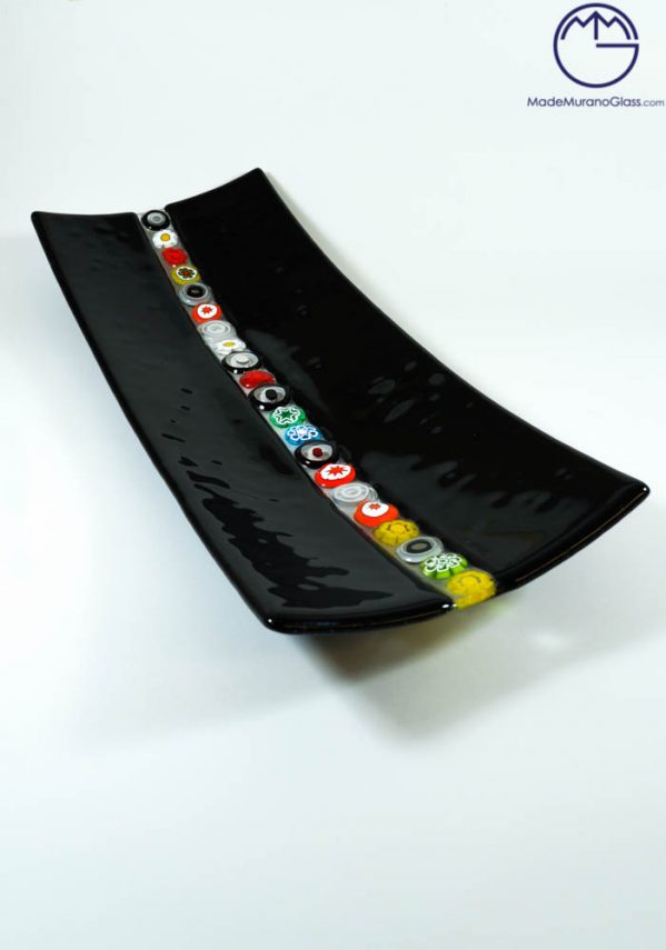 Alka - Black Rectangular Murano Glass Plate - Made Murano Glass