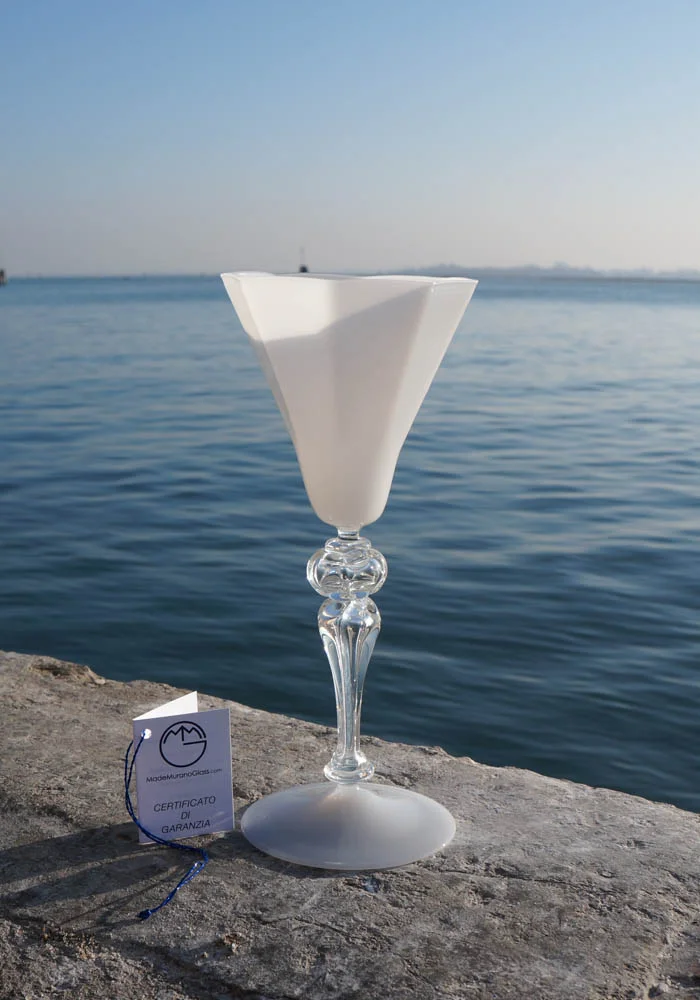 Cortina - Venetian Glass White Goblet - Murano Glass - Made Murano Glass