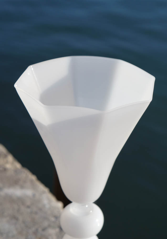 Asiago - Venetian Glass White Goblet - Made Murano Glass