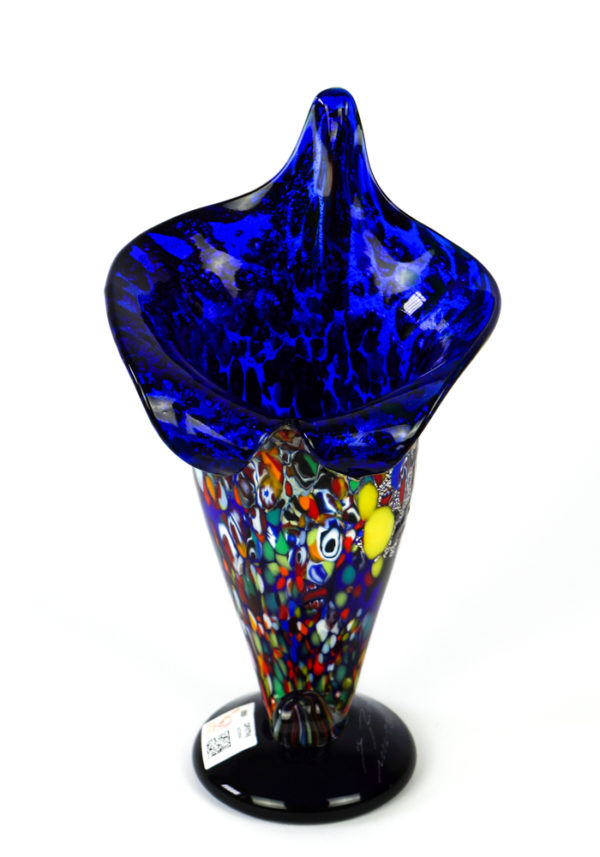 Cornucopia - Blue Murano Glass Vase "Fantasy" - Made Murano Glass