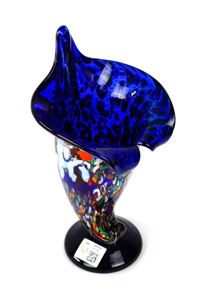 Cornucopia - Blue Murano Glass Vase "Fantasy" - Made Murano Glass