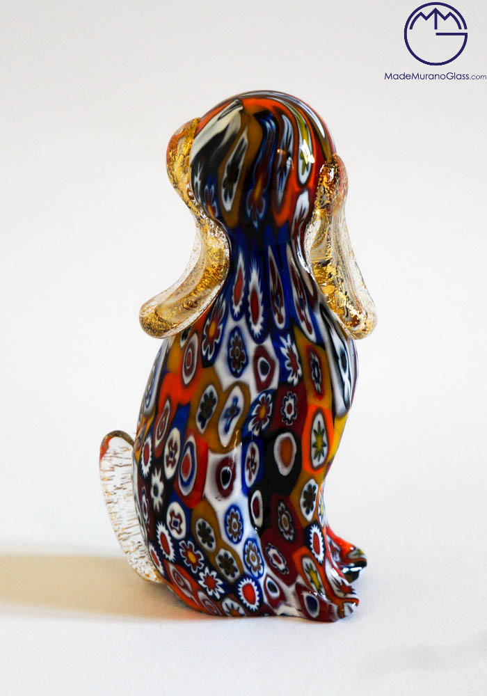Lucky - Murano Glass Dog With Murrina Millefiori "Pasteo" - Made Murano ...
