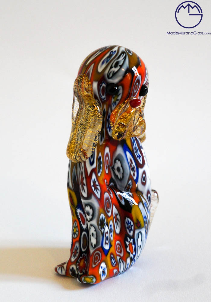 Lucky - Murano Glass Dog With Murrina Millefiori "Pasteo" - Made Murano ...
