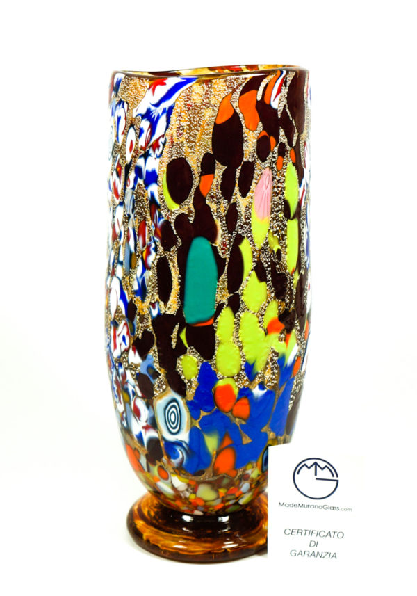Lira - Amber Murano Glass Vase "Fantasy" - Made Murano Glass