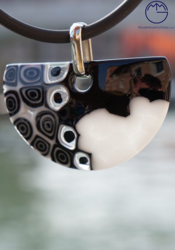 Eternity - Black White Murrina Pendant Murano Glass - Made Murano Glass