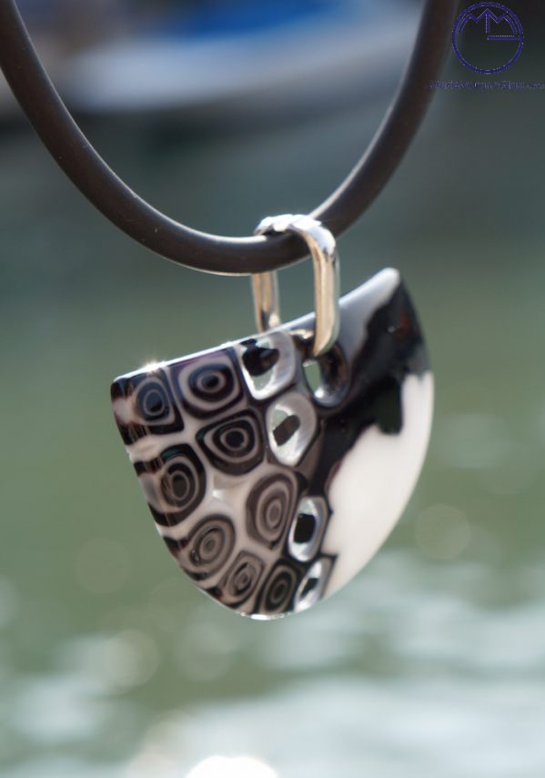 Eternity - Black White Murrina Pendant Murano Glass - Made Murano Glass