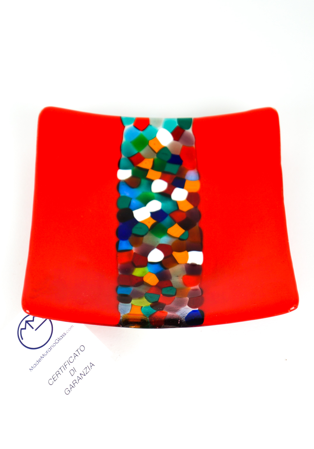 Kanete - Red Square Murano Glass Plate - Made Murano Glass