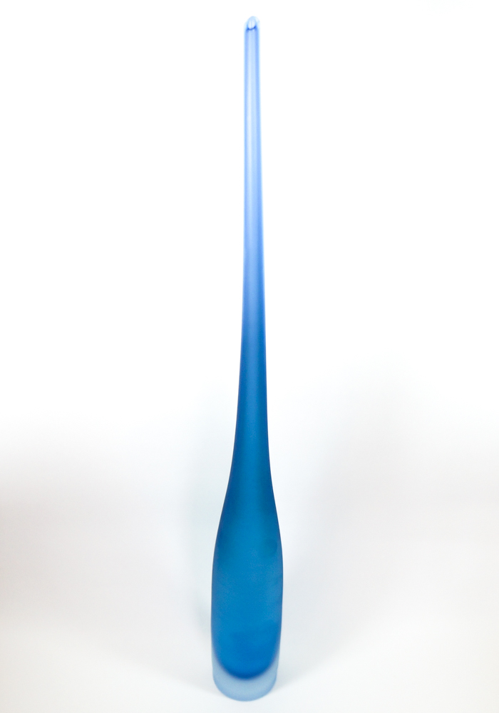 Venetian Blown Glass Flute Vase Sea Water Made Murano Glass Made Murano Glass