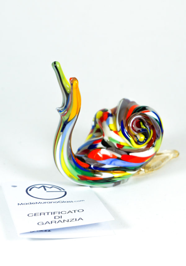 Willy - Multicolored Murano Glass Snail With Mace - Made Murano Glass
