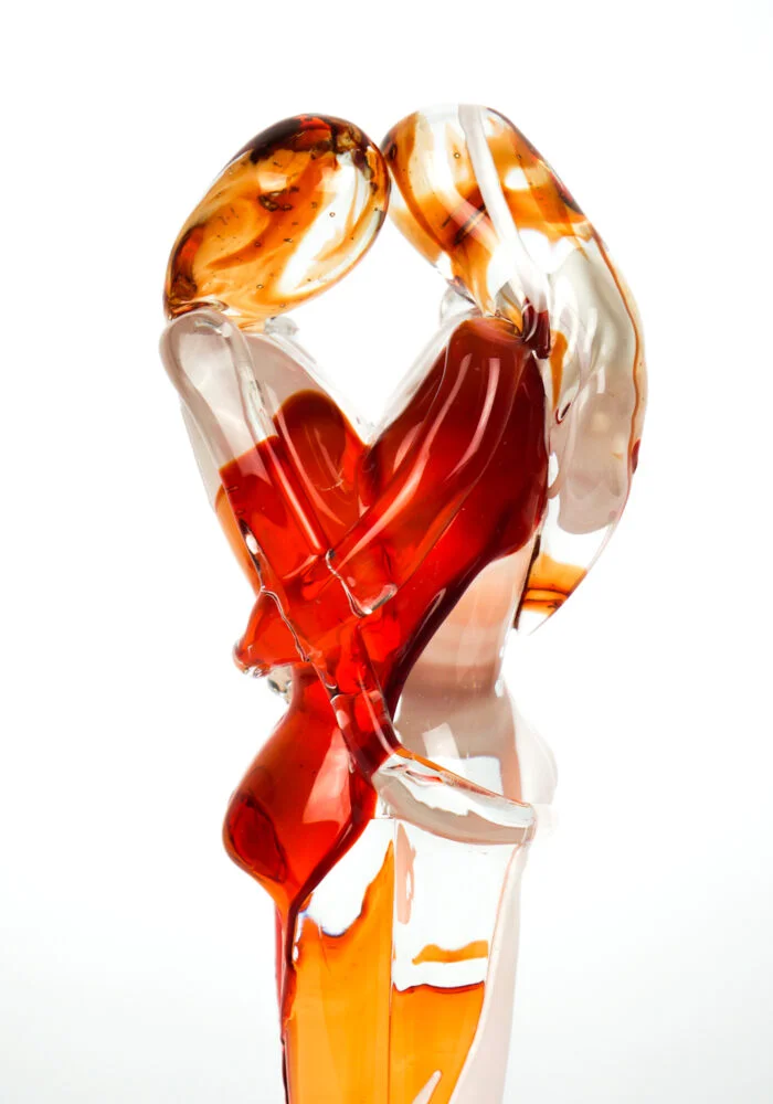 Badis - Orange White Murano Glass Lovers - Made Murano Glass