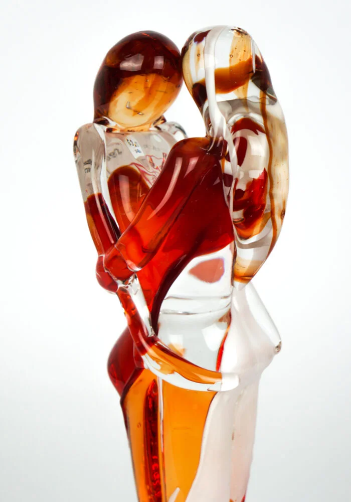 Badis - Orange White Murano Glass Lovers - Made Murano Glass