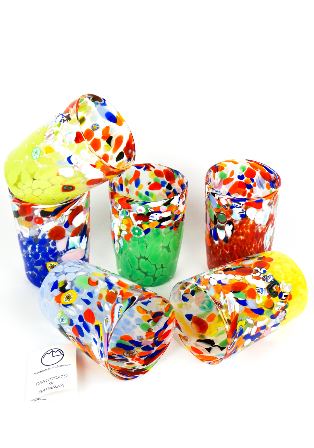 Festa - Set Of 6 Murano Drinking Glasses - Made Murano Glass - Made ...