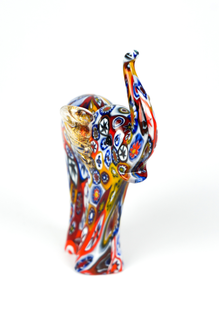 Fanty - Murano Glass Elephant With Murrina Millefiori "Pasteo" - Made ...