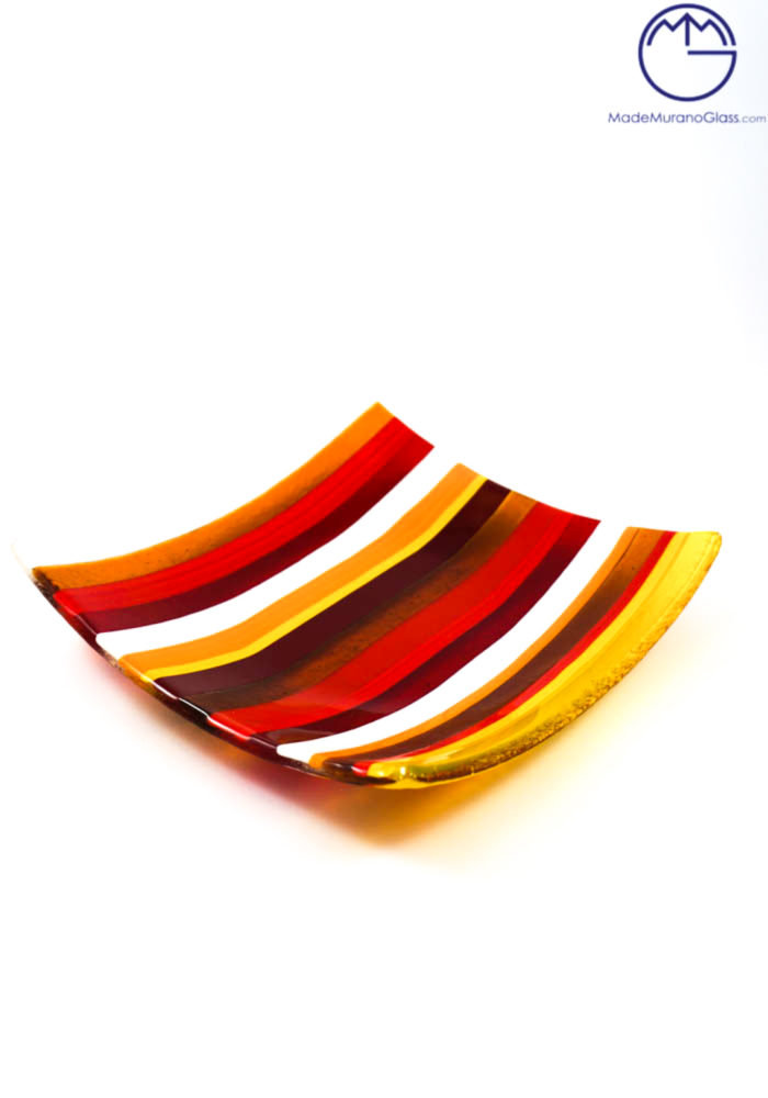 Doroty - Red Square Murano Glass Plate - Made Murano Glass
