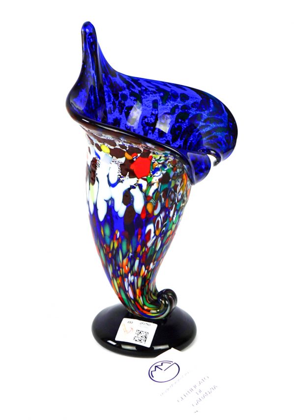 Cornucopia - Murano Glass Vase Fantasy Blue - Made Murano Glass