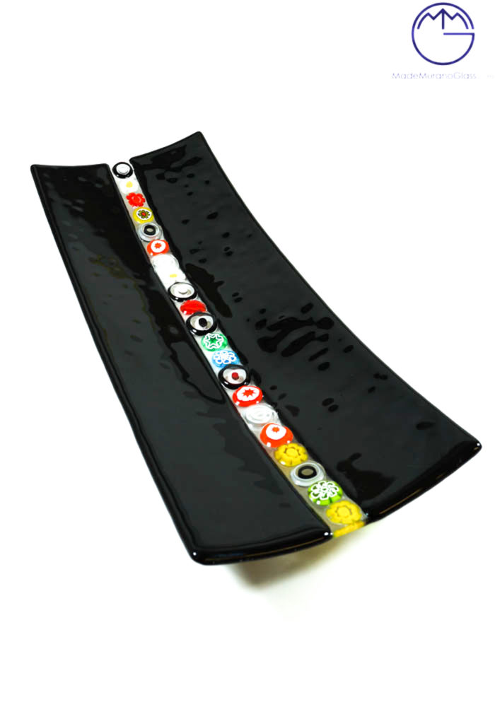 Alka - Black Rectangular Murano Glass Plate - Made Murano Glass