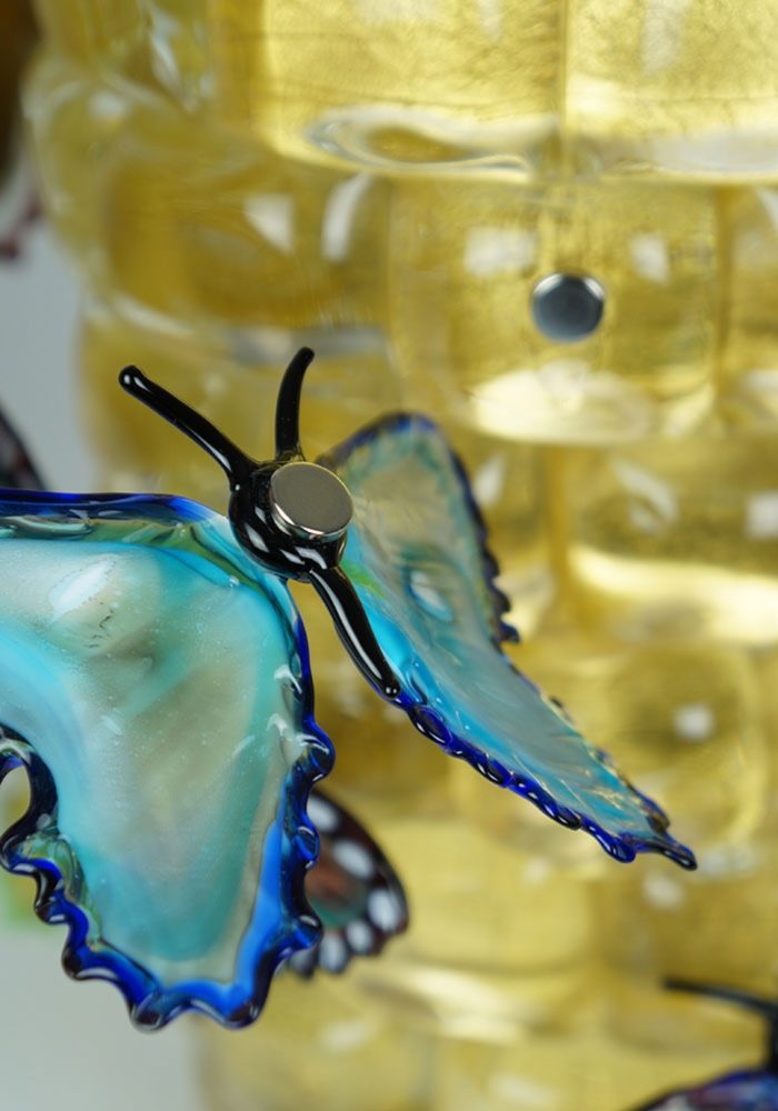 The Wall of Butterflies - Blown Vase Gold Leaf 24kt - Made Murano Glass